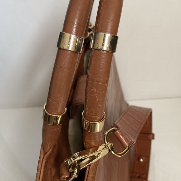 J. Lowery | Bags | J Lowery William Cognac Croc Top Handle Handbag With ...